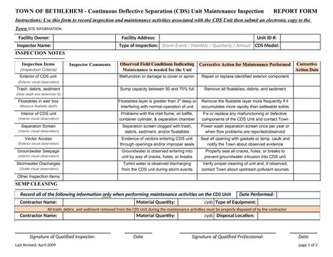 Free Printable Maintenance Report Templates [excel Pdf Word] Monthly