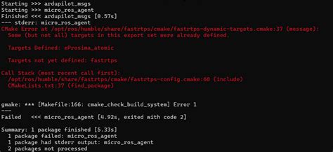 ROS Installations Building Showing Micro Ros Agent With CMake Error General ArduPilot