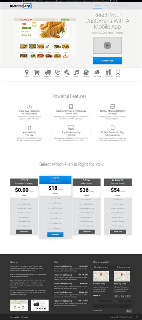 Free Bootstrap App Website Template Free Website Templates Html5