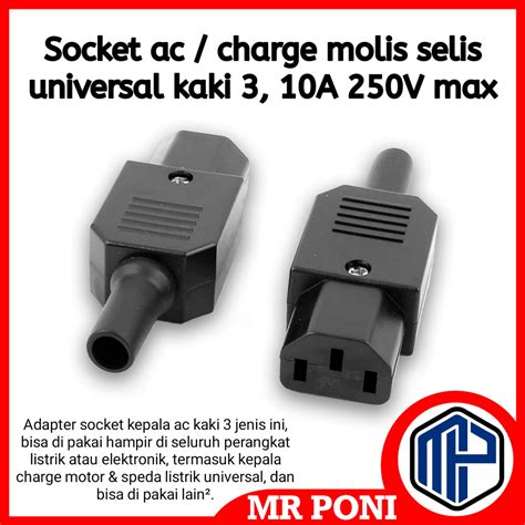Jual SOCKET CHARGE KONEKTOR POWER KOMPUTER C13 FEMALE PAC 220V 10A Shopee Indonesia