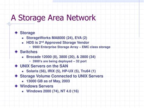 Ppt Storage Area Network Usage A Unix Sysadmins View Of How A San