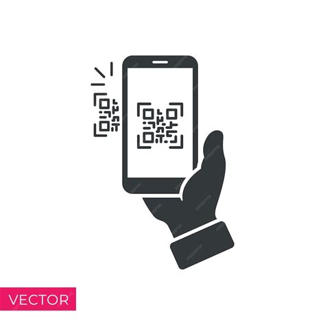 Premium Vector Scan Qr Code Icon Payment Hand With Phone Scanner App