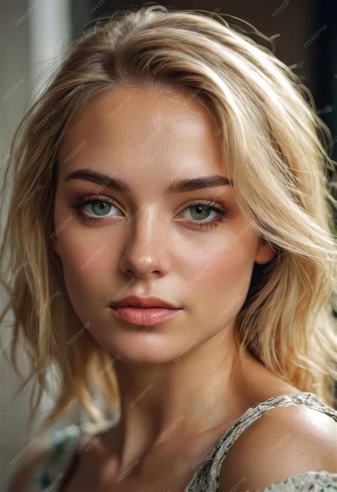Premium Photo A Woman With Blonde Hair And A Green Eye