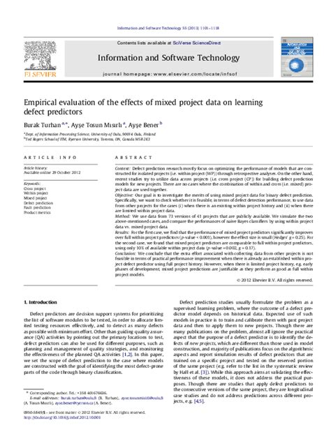 Pdf Empirical Evaluation Of The Effects Of Mixed Project Data On Learning Defect Predictors