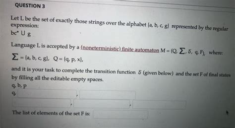 solved question 3 let l be the set of exactly those strings