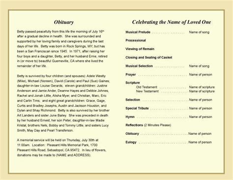 Musical Funeral Program Template Diy Funeral Programs Funeral