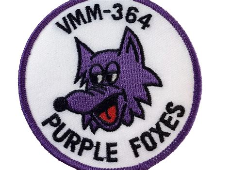 Vmm 364 Purple Foxes White Background Squadron Patch Sew On 45