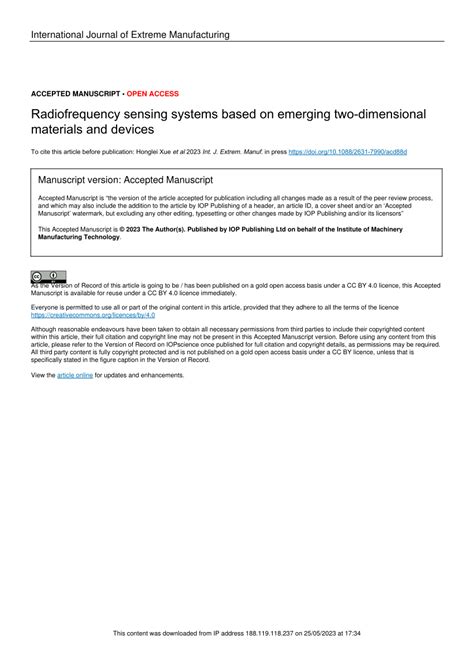 pdf radiofrequency sensing systems based on emerging two dimensional materials and devices