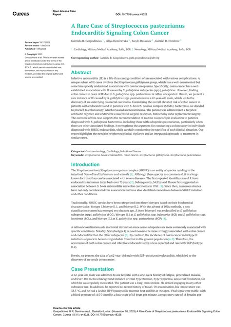Pdf A Rare Case Of Streptococcus Pasteurianus Endocarditis Signaling Colon Cancer