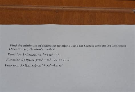 Find The Minimum Of Following Functions Using A