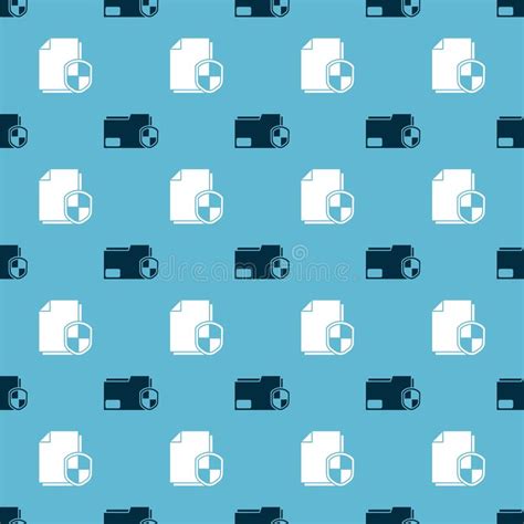 Set Document Folder Protection And Document Protection Concept On Seamless Pattern Vector Stock