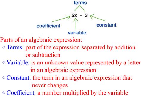 Identifying Parts Of An Algebraic Expression Calculator Free