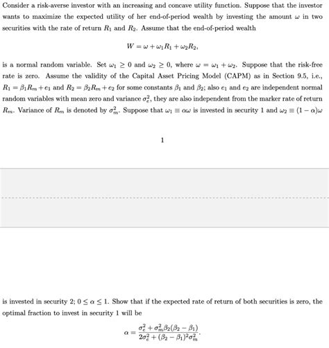 Consider A Risk Averse Investor With An Increasing