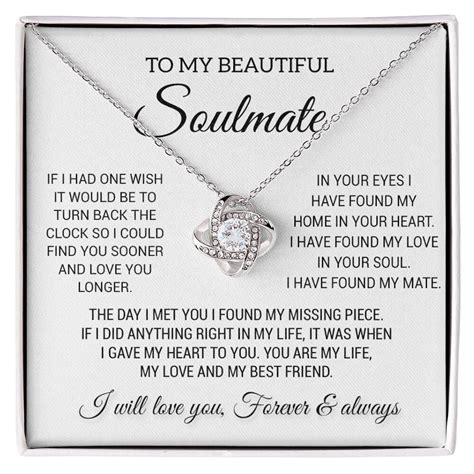 To My Beautiful Soulmate Wife Girlfriend Anniversary Necklace A