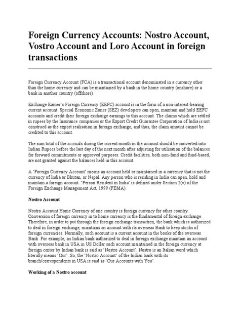 Foreign Currency Account Pdf Banks Economies