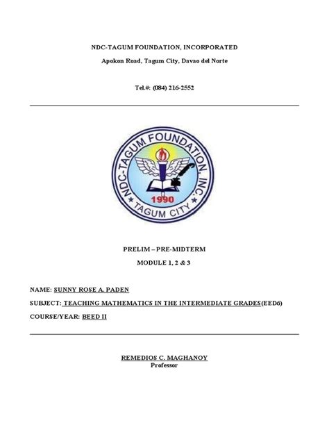 mathematics in intermediate grades module 1 pdf division