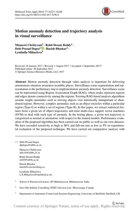 Motion Anomaly Detection And Trajectory Analysis In Visual Surveillance Request Pdf