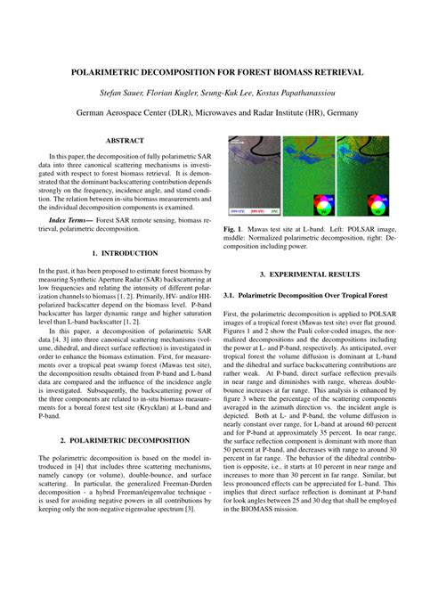 Pdf Polarimetric Decomposition For Forest Biomass Retrieval