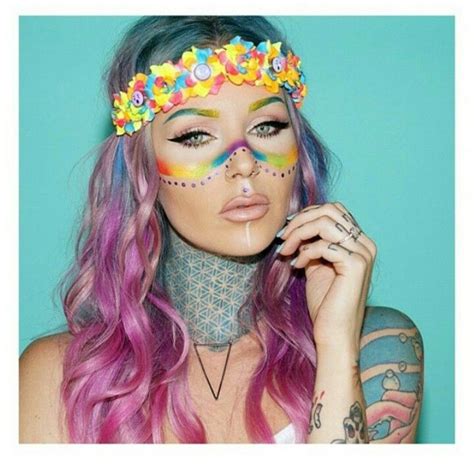 Pin By Brittaney Allen On Girls Doing Makeup Pride Makeup Hippie