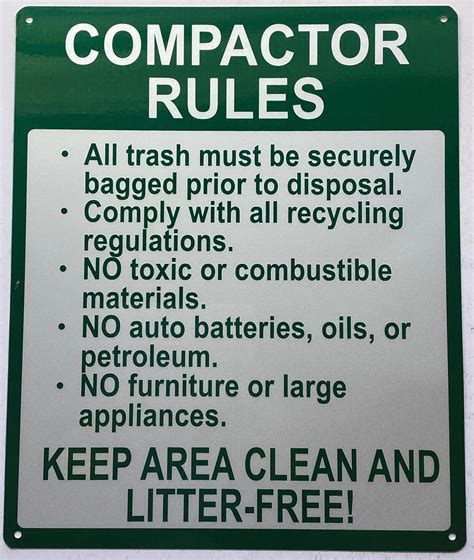 Compactor Rules Sign