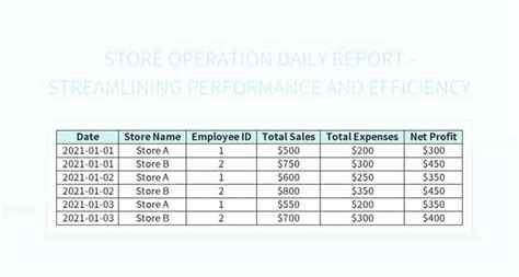 Store Operation Daily Report Streamlining Performance And Efficiency Excel Template Free