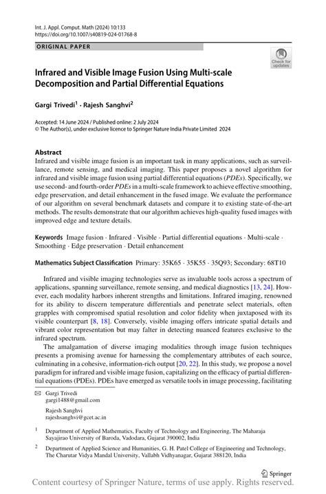 infrared and visible image fusion using multi scale decomposition and