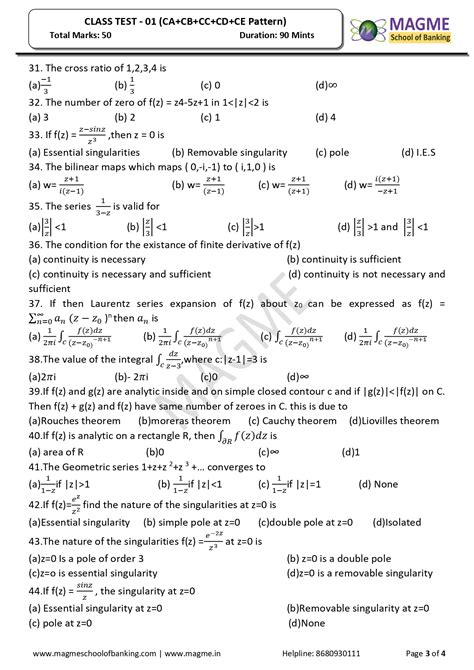 Trb Maths Complex Analysis Test 01 Magme Guru