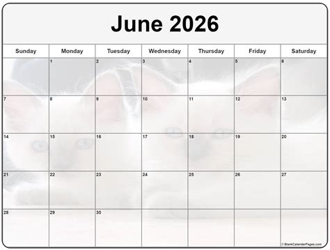 Collection Of June 2026 Photo Calendars With Image Filters