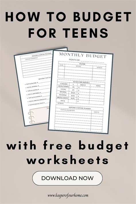 Free Teen Budget Worksheet Printable