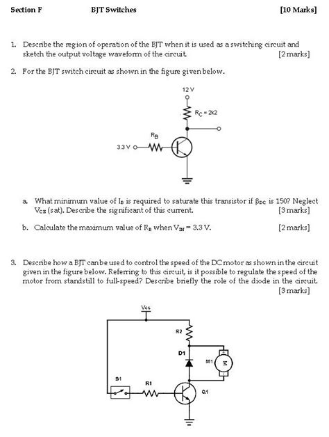 Solved Section F BJT Switches 10 Marks 1 Describe The Chegg Com