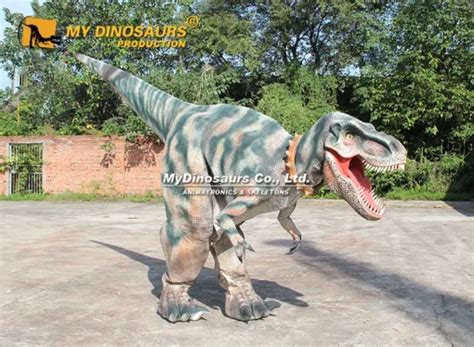 Adult T Rex Costume With Green Stripes Realistic Mydinosaurs