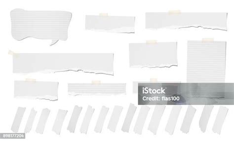 화이트 빈 찢어진 노트를 찢 어 노트북 종이 스트립 시트 음성 거품 텍스트 또는 흰색 배경에 걸린 메시지 스티커 테이프 0명에 대한 스톡 벡터 아트 및 기타 이미지 Istock