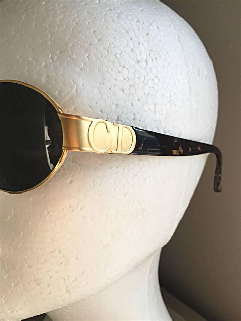 Rare Vintage Christian Dior 1990s Round Cd Logo Tortoise Sunglasses