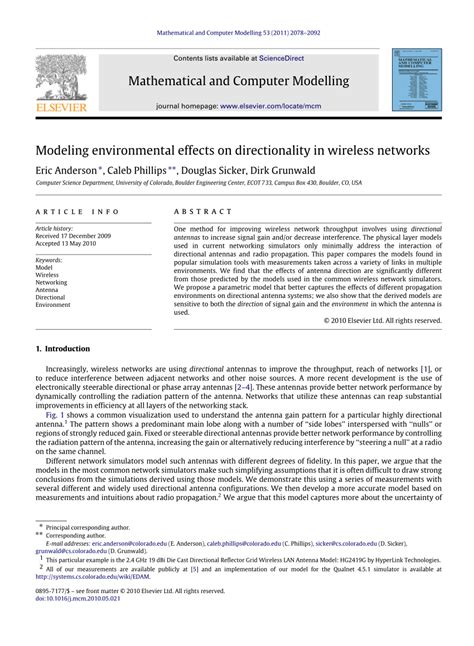 Pdf Modeling Environmental Effects On Directionality In Wireless Networks