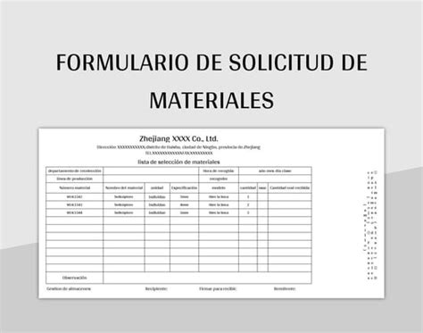 Plantillas Formulario De Solicitud De Material Para Excel Gratis Y