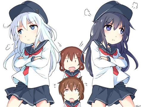 Hibiki Inazuma Ikazuchi And Akatsuki Kantai Collection Drawn By Okitarou Okiyo Danbooru