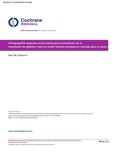 10100 Eritropoyetina Pdf Parto Prematuro Transfusión De Sangre