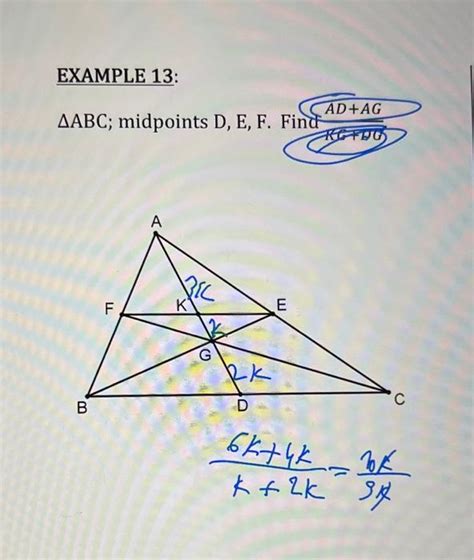 solved abc midpoints d e f ad ag k 2k6k 4k 9k10k