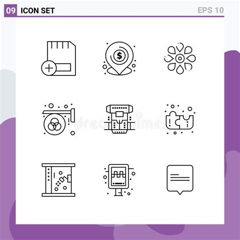 Modern Set Of 9 Outlines And Symbols Such As Design Advertisement