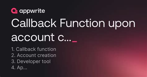 Callback Function Upon Account Creation Threads Appwrite