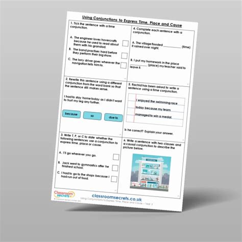 Year 3 Using Conjunctions To Express Time Place And Cause Application Resource Classroom Secrets