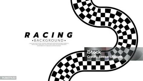 흰색 배경에 추상적 인 경주 체크 무늬 커브 플래그입니다 결승선 배너 벡터입니다 성공 개념 0명에 대한 스톡 벡터 아트 및 기타 이미지 Istock