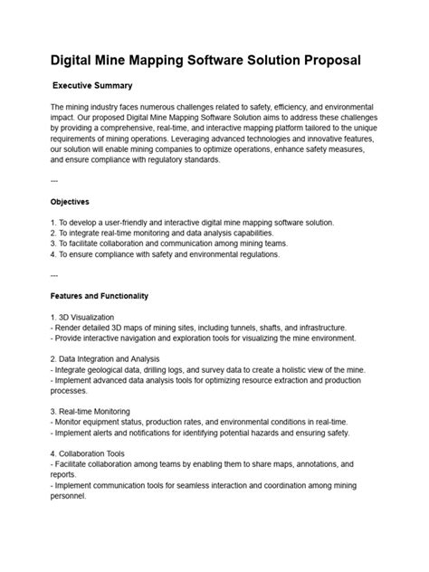 Digital Mine Mapping Software Solution Proposal Download Free Pdf