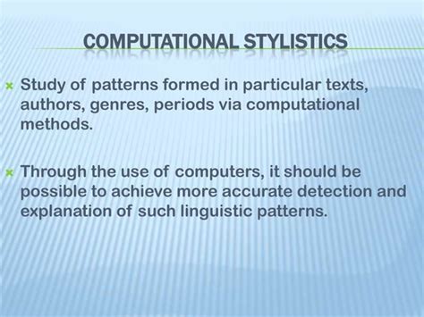 Computational Stylistics Ppt Pptx