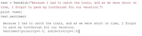 how to obtain a sentiment score for a sentence using textblob