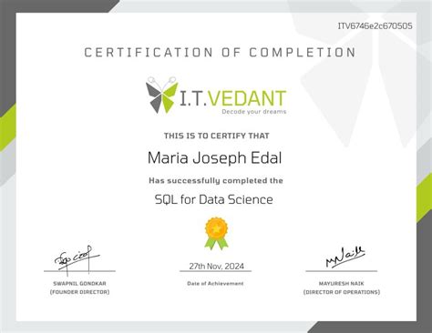 Datascience Sql Continuouslearning Itvedant Professionalgrowth Maria Joseph Edal