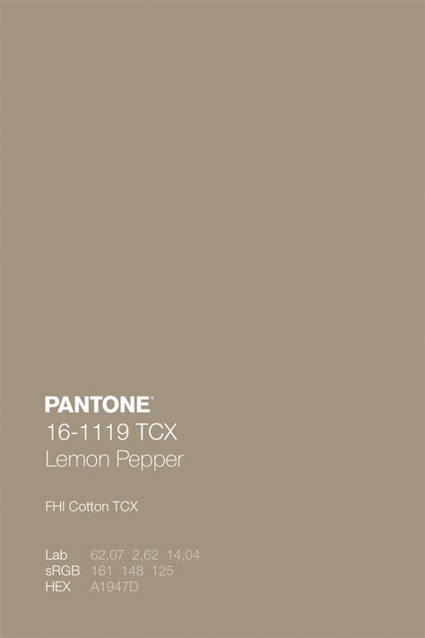 Pantone 16 1119 Tcx Lemon Pepper Color Code Lab Srgb Hex Pantone