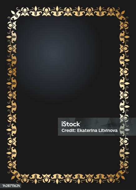 꽃 직사각형 황금 프레임 축제 디자인 꽃이있는 금 국경 프레임 벡터입니다 0명에 대한 스톡 벡터 아트 및 기타 이미지 0명