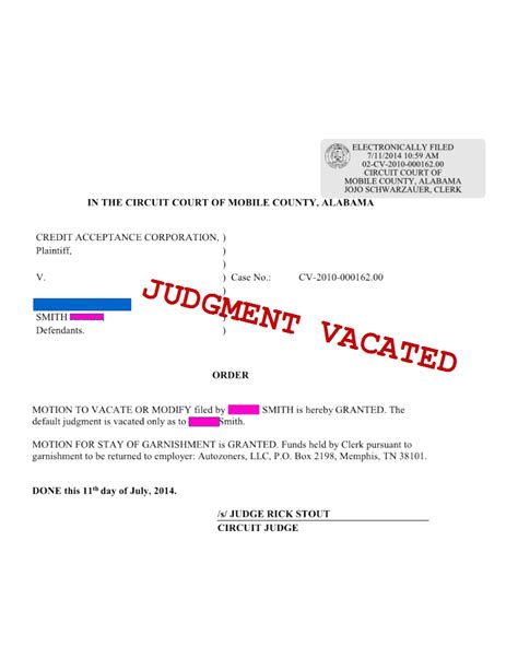 19000 Default Judgment Vacated Alabama Collection Defense Attorney Judson E Crump