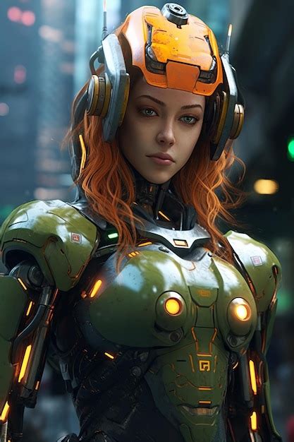 Premium Ai Image A Woman In A Robot Suit With A Helmet That Says Halo Premium Ai Image A Woman In A Robot Suit With A Helmet That Says Halo